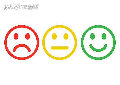 Red, yellow, green smileys emoticons icon negative, neutral and ...