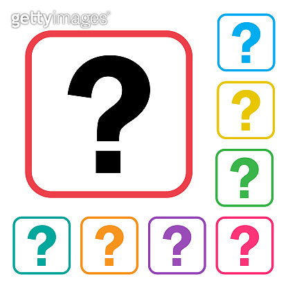 Black question mark in red frame. Colorful set additional versions ...