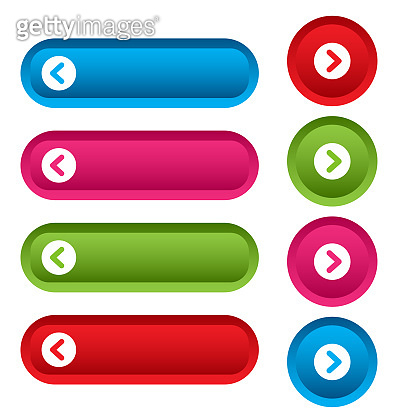 Set of web buttons with arrows, colorful long long buttons. Vector ...