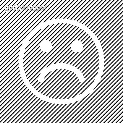 Negative smiley icon on black striped background, outline design ...