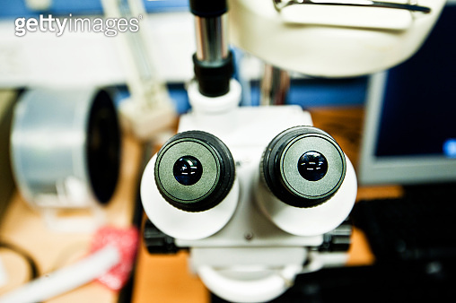 Eyepiece of A High Resolution Optical Microscope In The Laboratory ...