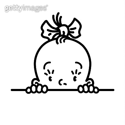 Baby icon. Face of small girl. Line drawing 이미지 (1050806296) - 게티이미지뱅크