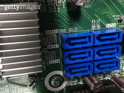 SATA ports on motherboard connections for a hard drive 이미지 (892254824 ...