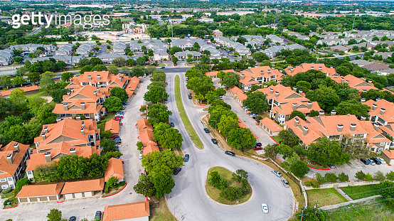 Orange Rooftops and Cul De Sac Suburb neighborhoods Apartment buildings ...
