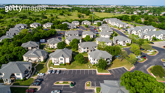 suburb neighborhood apartment complex new development in modern growing ...