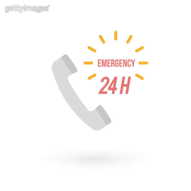 Telephone receiver and "24 hours" icon. Concept of 24/7, open 24 hours ...
