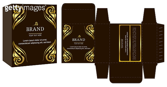 Packaging design, gold luxury box design template and mockup box ...