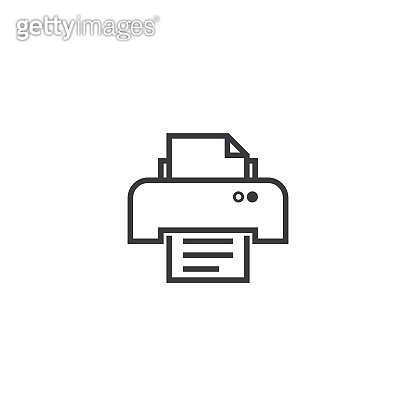 printer symbol icon. pixel perfect outline line style template ...