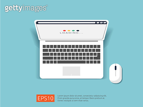 Loading page browser on top view laptop screen. flat style vector ...