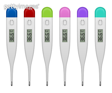 Vector realistic 3d celsius electronic medical thermometer for ...