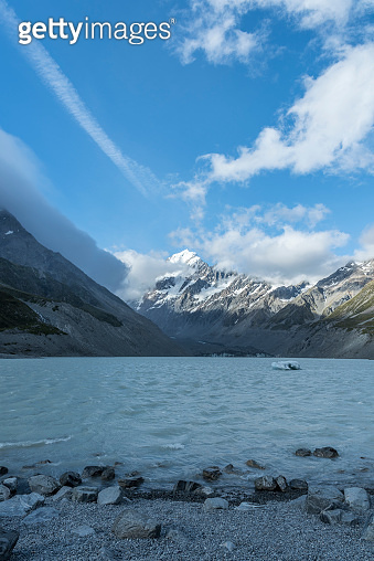 Mount Cook landscape reflection on lake , the highest mountain in New ...