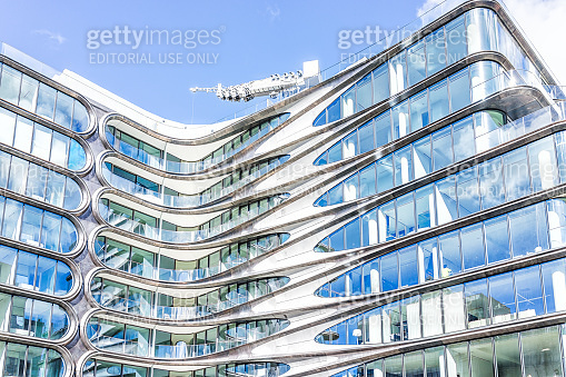 Modern glass skyscrapers apartment residential buildings in NYC by high ...