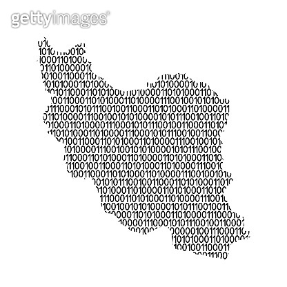 Iran map abstract schematic from black ones and zeros binary digital code. Vector illustration ...