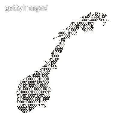 Norway map abstract schematic from black ones and zeros binary digital code. Vector illustration ...