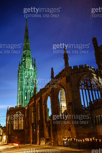Photo of Coventry Cathedral which was bombed by Germans in Second World ...