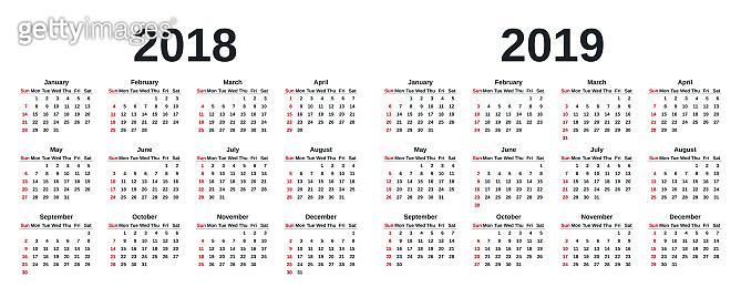 2019 Calendar year. Vector illustration. Template planner. (1010907742 ...