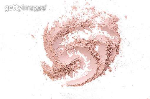 Smear from dry pink cosmetic clay. Texture of makeup powder - blush or ...