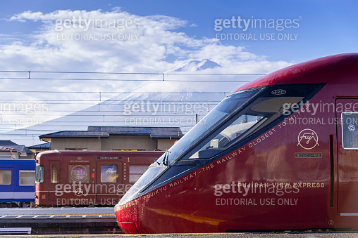 Fuji express train , Fujikyu Railway and locus train parking at ...