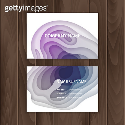 Business card template with colorful, abstract paper cut design, vector ...