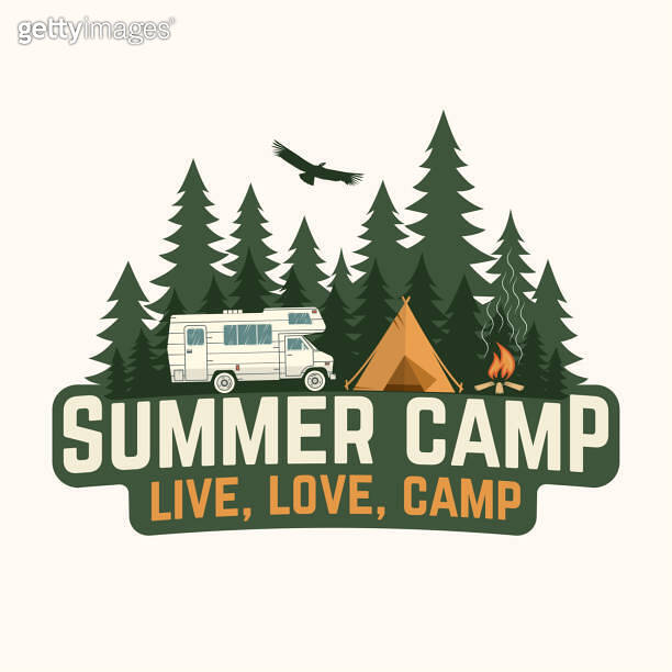 Summer Camp Vector Illustration Concept For Shirt Or Logo Print