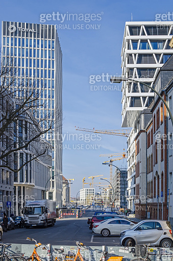 City centre with new modern building of the Heidestrasse in Berlin ...