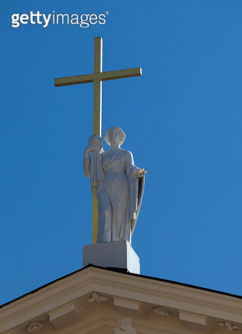Statue of St. Helen on St. Stanislaus and St Ladislaus cathedral in ...