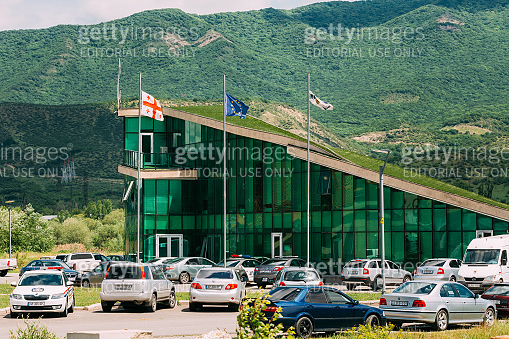 Mtskheta Georgia. Contemporary Green Glass Police Station Buildi ...