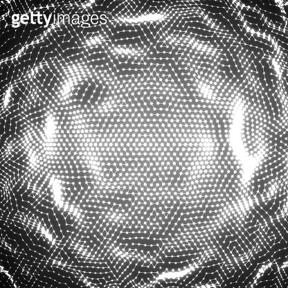 Abstract vector distorted monochrome sphere. Explosion of sphere with ...
