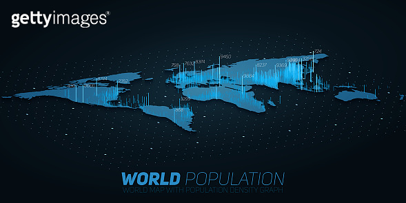 World population map big data visualization. Futuristic map infographic ...
