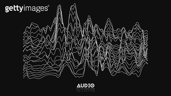 Vector echo audio wavefrom spectrum. Abstract music waves oscillation ...