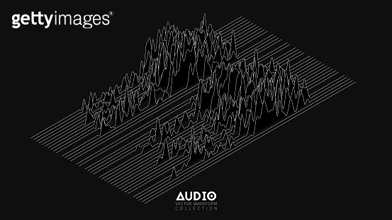 Vector 3d echo audio wavefrom spectrum. Abstract music waves ...