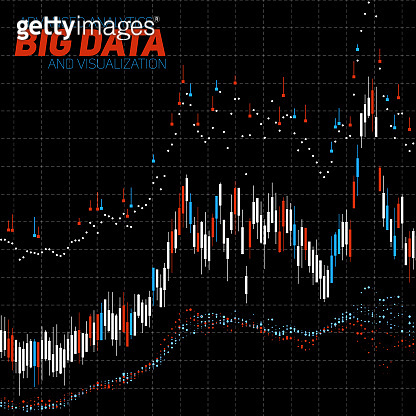 Vector abstract financial big data graph visualization. Stock index ...