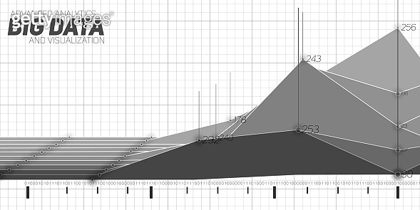 Vector abstract monochrome financial big data graph visualization ...