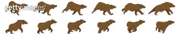 Bear Run Cycle Animation Sprite (1015363574) 일러스트, 무료 일러스트 - 게티이미지뱅크