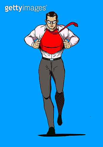 Vector Man Transforms into Superhero while Walking (975833690) 일러스트, 무료 ...