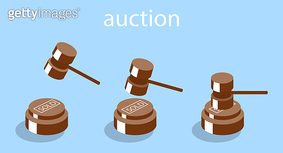 Isometric vector illustration auction and bidding concept. Sale of the ...