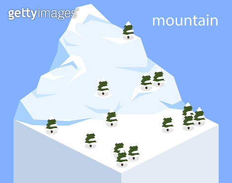 Isometric 3D vector illustration winter tree on the mountain 이미지 ...