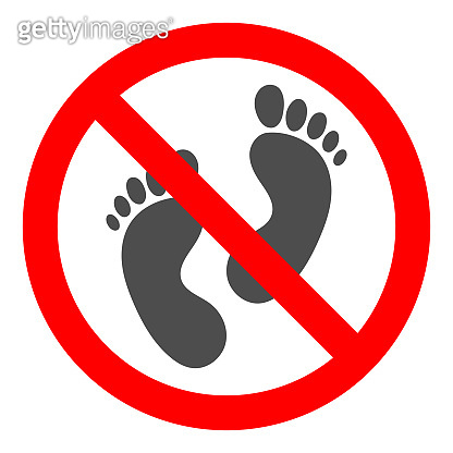 No barefoot sign. Do not walk or stand here sign. Vector icon 이미지 ...