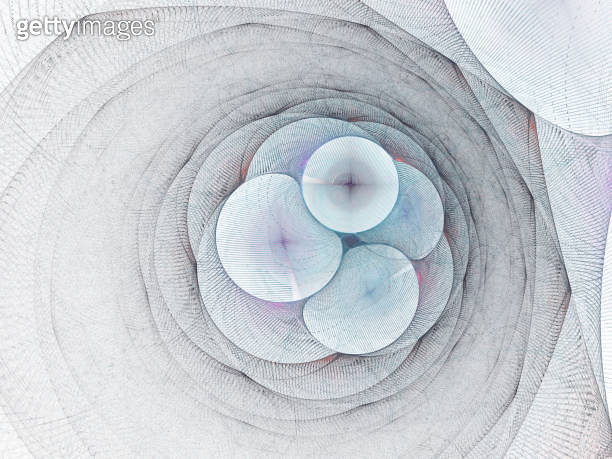 Intricate abstract woven disc design (3D illustration, background ...