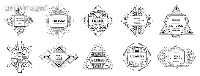 Set of Art deco borders and frames. Geometric template in 1920s style ...