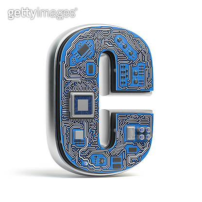 Letter C in form of circuit board. Digital hi-tech letter isolated on ...