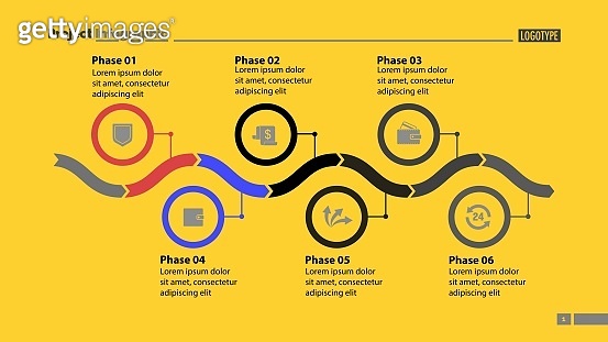 Six phase process chart slide template design (956918362) 일러스트, 무료 일러스트 ...