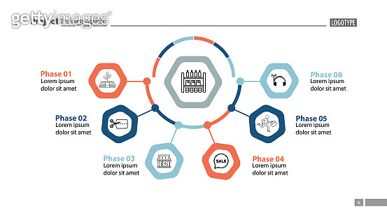 Chart With Six Phases Slide Template 이미지 (1046386600) - 게티이미지뱅크