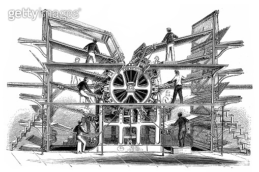 Rotary printing press, invented by Richard March Hoe (1812 1886) 이미지 ...