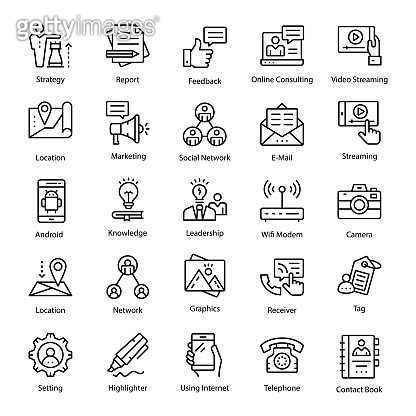 Social Media Strategy Icon Set 이미지 (1015538228) - 게티이미지뱅크