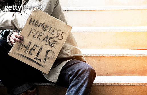 Homeless man on walkway street, Homeless concept. 이미지 (941023620) - 게티이미지뱅크