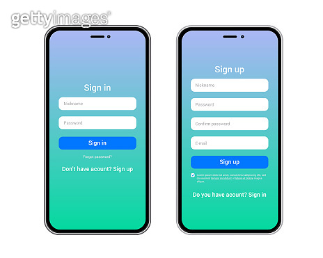 Sign In and Sign Up mobile form, can be used for any application. Enter ...