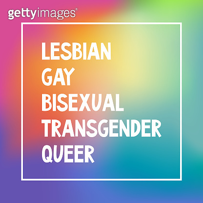 LGBTQ sign on a blurred rainbow mesh background. Conceptual design ...