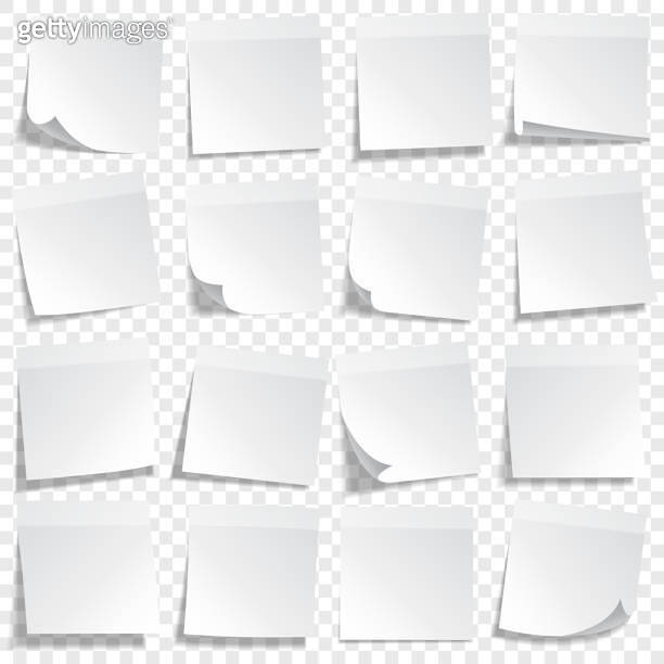 Sticky paper note with tape and shadow isolated on transparent ...