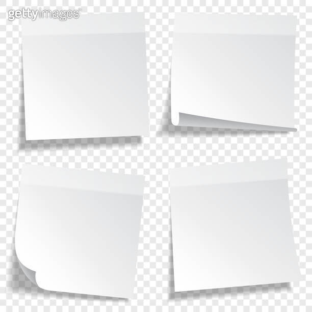 Sticky paper note with tape and shadow isolated on transparent ...